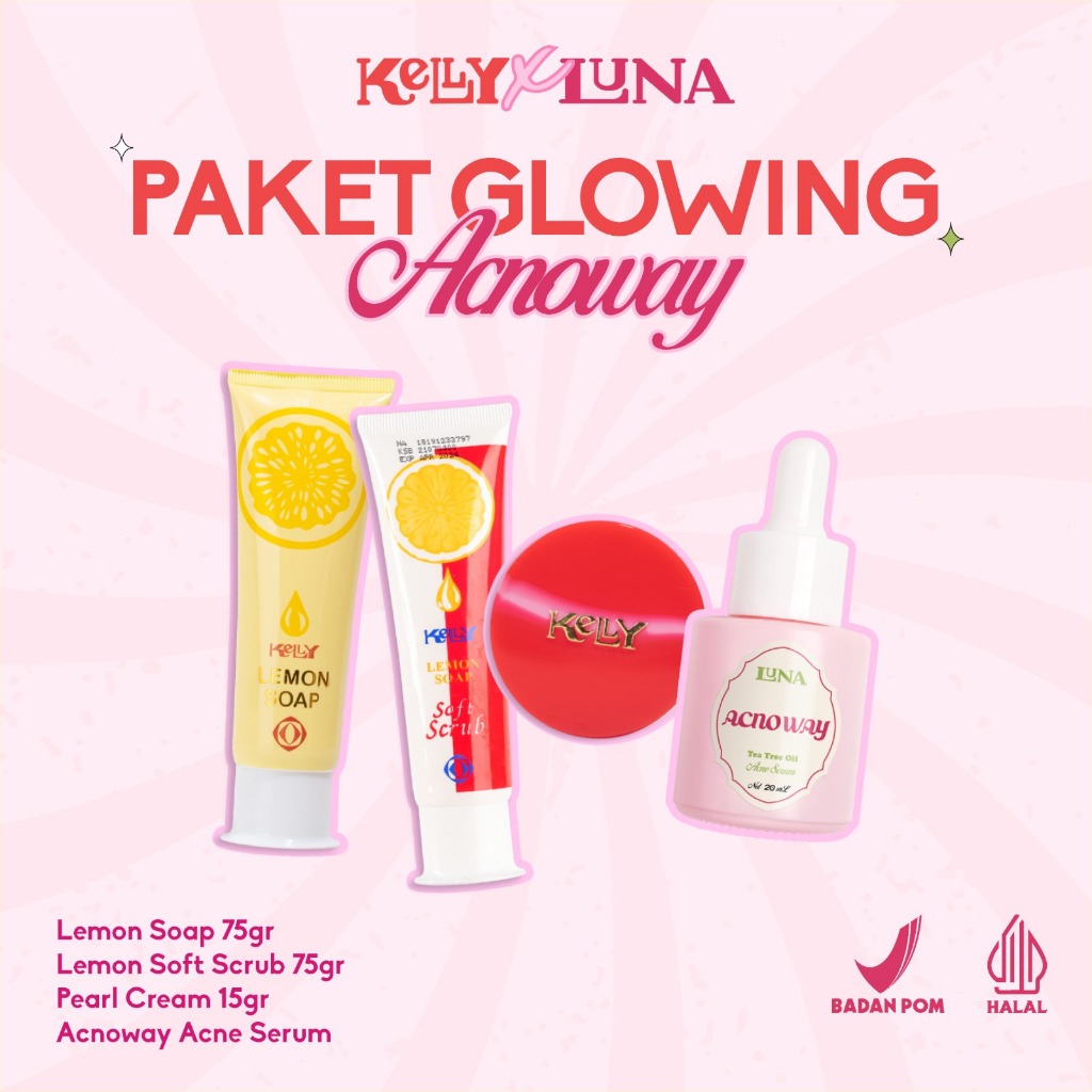 Jual Paket Skincare Luna Acne Serum (Acnoway) x Kelly Paket Glowing ...