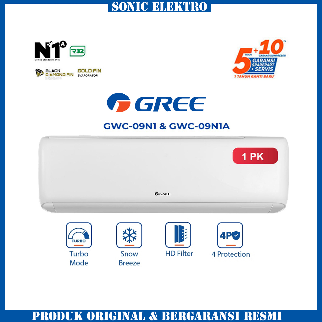 Jual AC GREE 1PK DELUXE STANDARD N1A Series - GWC-09N1A - KOMPRESSOR ...