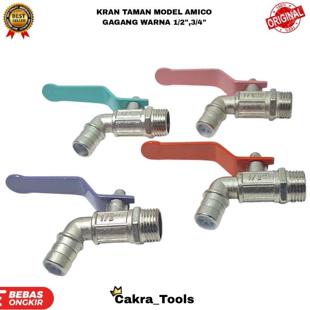 Jual [12pcs] KRAN TAMAN MODEL AMICO GAGANG WARNA 1/2" , 3/4" INCH ...