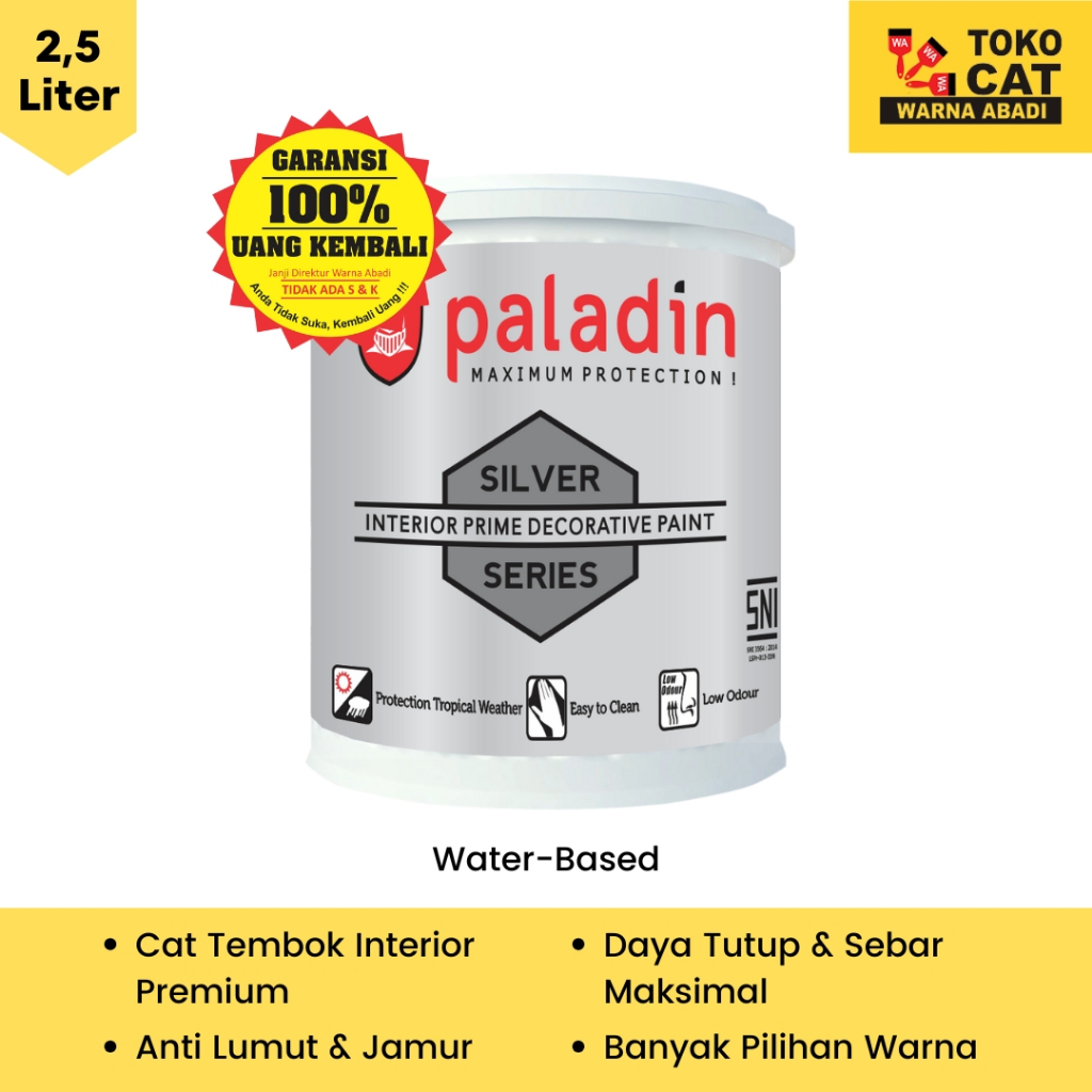Jual CAT TEMBOK INTERIOR PREMIUM PALADIN SILVER 1 LITER | Shopee Indonesia