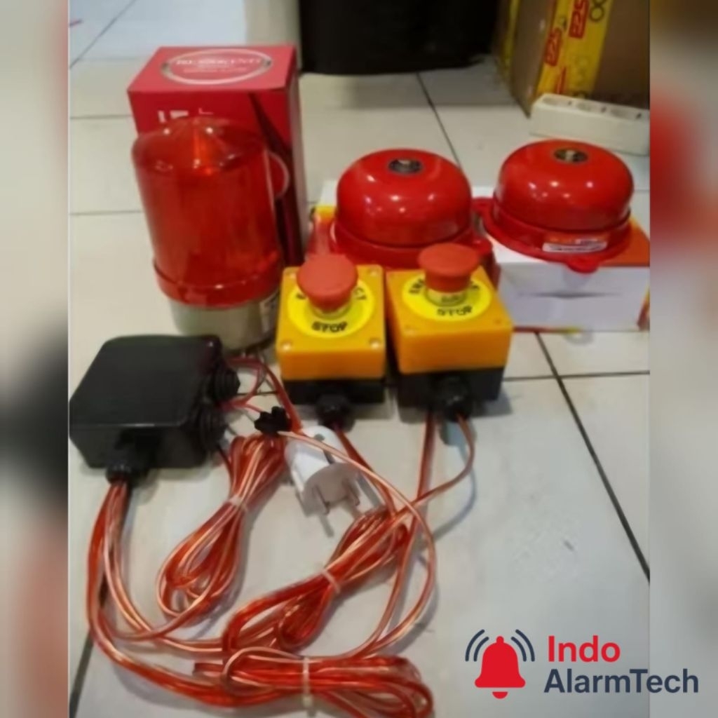 Jual SIRINE EMERGENCY BAHAYA PERINGATAN DOUBLE 2 ROUND BELL + 2 TOMBOL ...