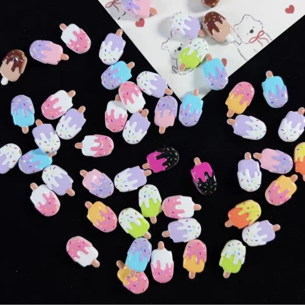 Jual Ecer 5pcs Manik Es Krim Ice cream MINI warna warni lubang tembus ...