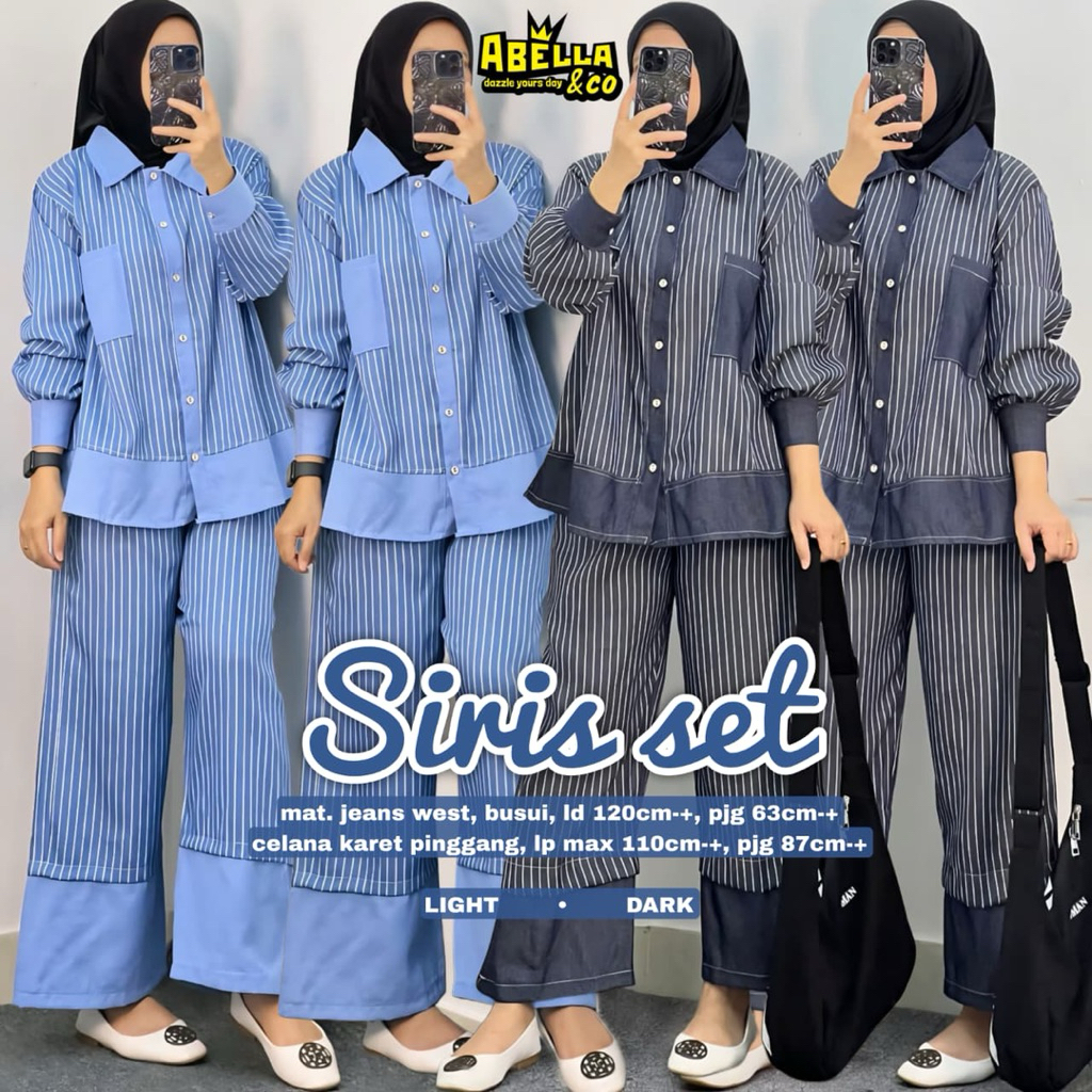 Jual (Setelan best seller by Abella) SIRIS SET / INDY SET JEANS KEMEJA ...