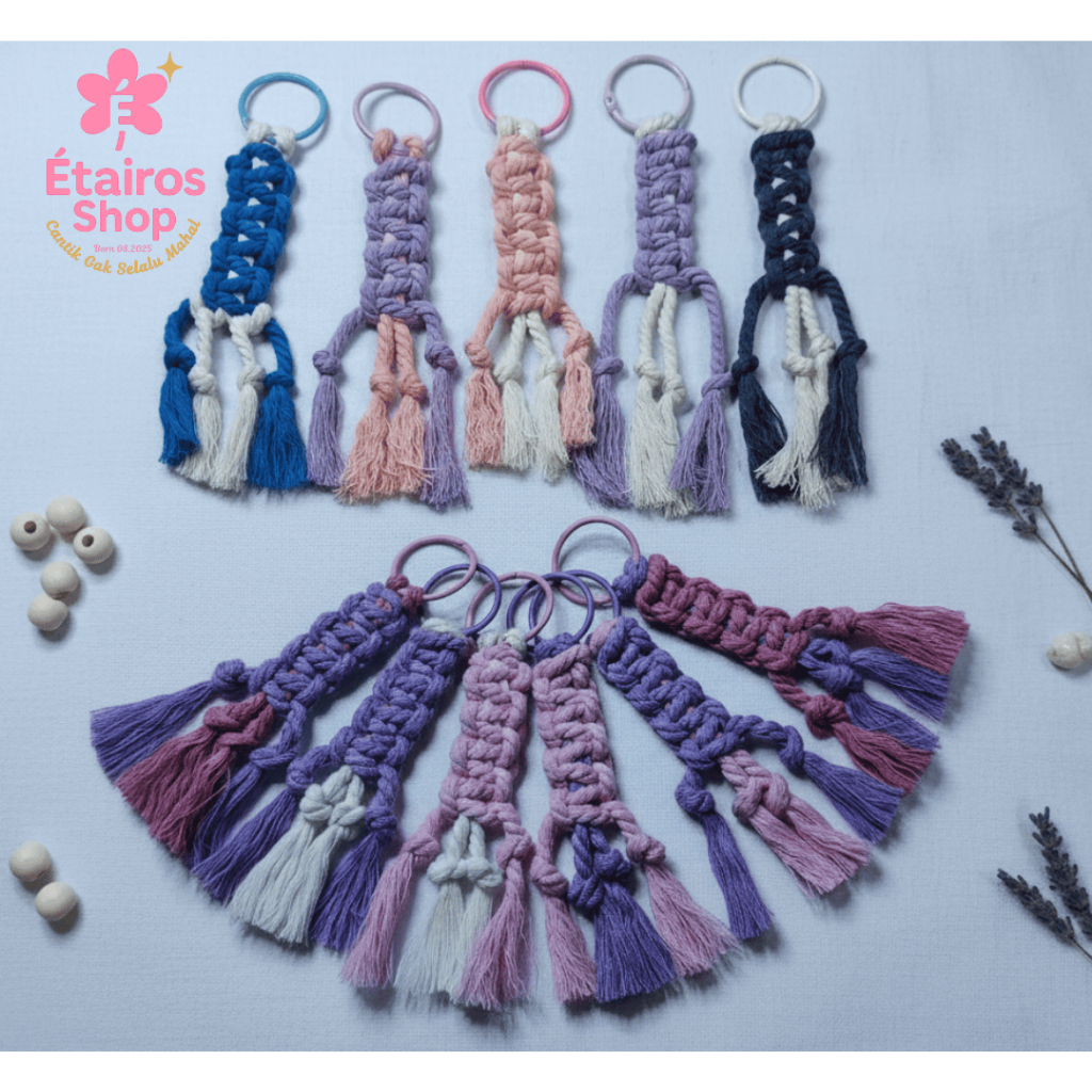 Jual Gantungan Tas/Kunci Tali Macrame Bisa Custom Lucu Cantik Aesthetic ...