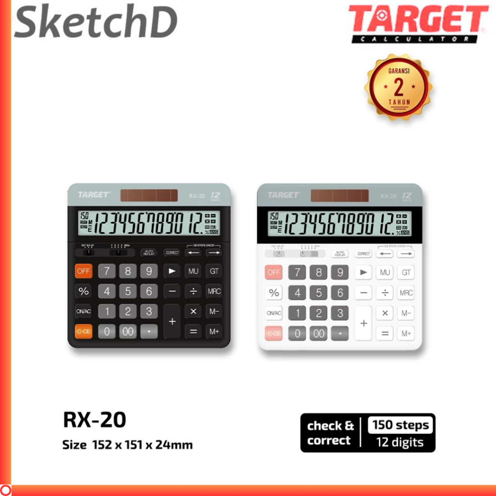 Jual Kalkulator Meja Sedang 12 Digit RX 20 Target Desktop calculator ...