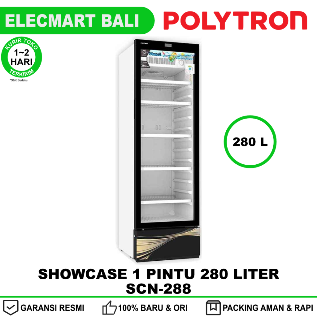 Jual Showcase 1 Pintu Polytron 280 Liter SCN-288 - 5 Rak, No Frost ...