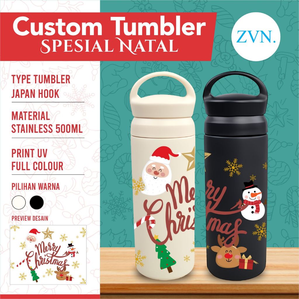 Jual Custom Tumbler Natal Christmas Premium Stainless Steel Japan Hook ...