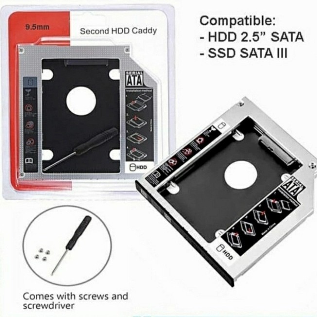 Jual SSD HDD Caddy Slim SATA DVD Slot Hardisk 9.5 mm | Shopee Indonesia