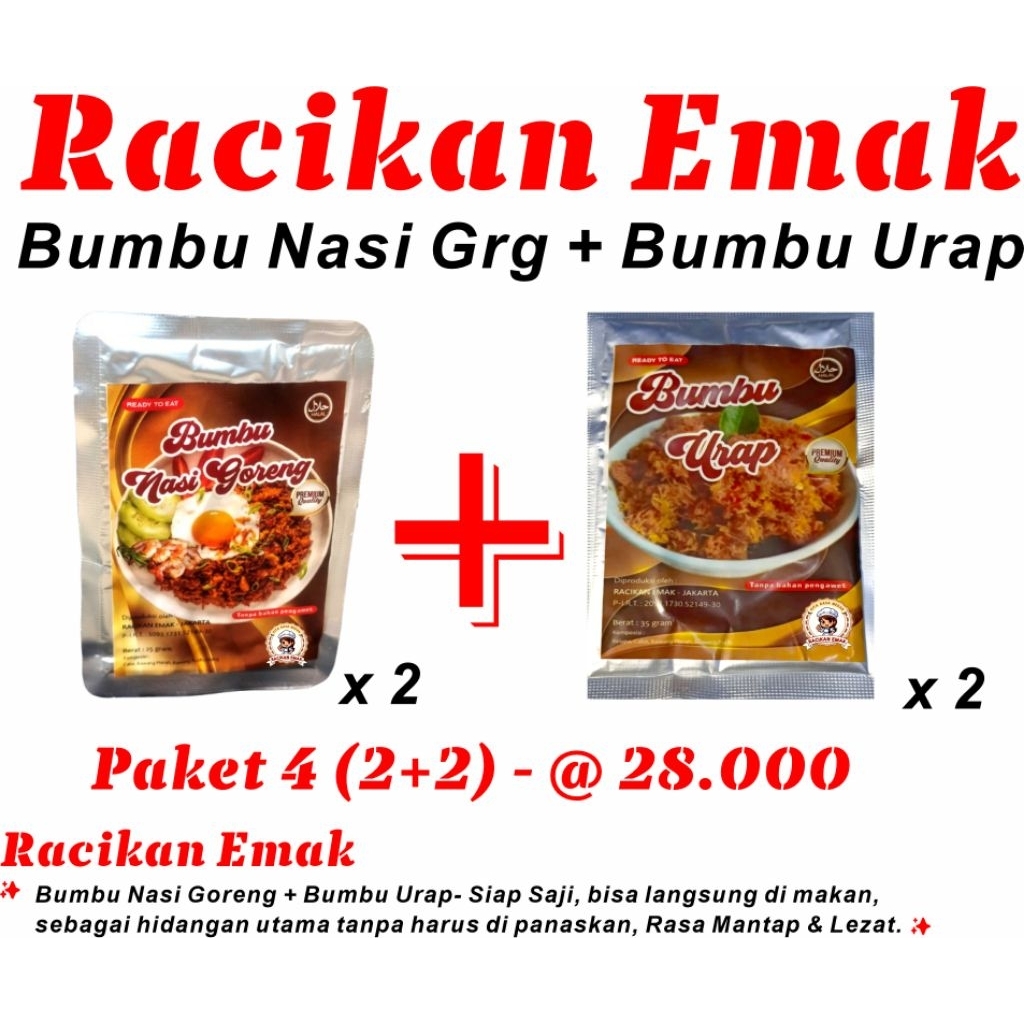 Jual Bumbu Nasgor (2)+Bumbu Urap(2) Racikan Emak | Shopee Indonesia