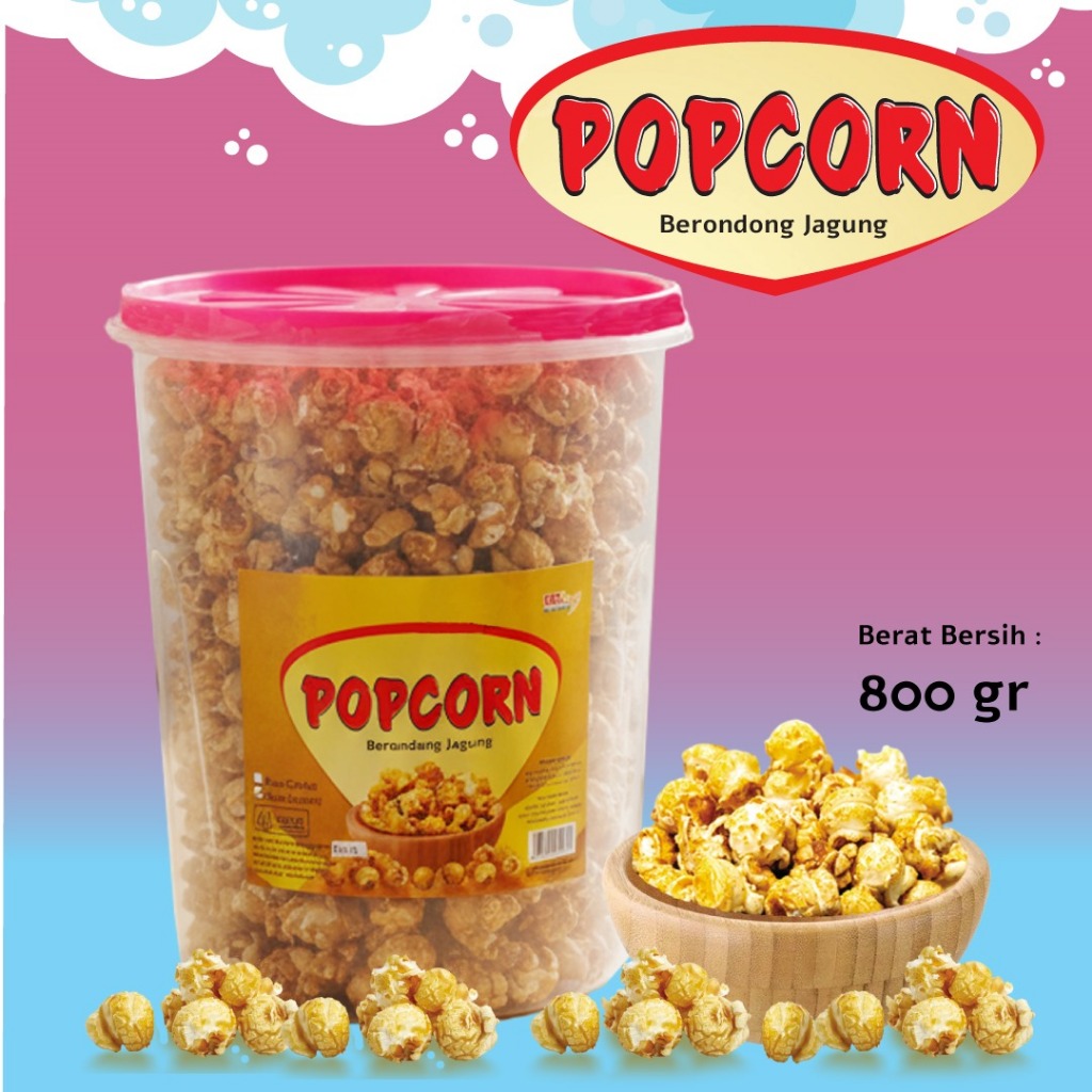 Jual Popcorn Karamel 800 Gram Camilan Snack Enak & Gurih Jajanan Grosir ...