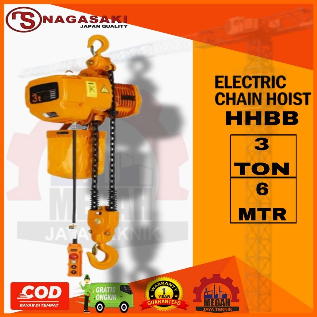 Jual ELECTRIC CHAIN HOIST KAPASITAS 3 TON × 12 METER 220V/1 PHASE ...