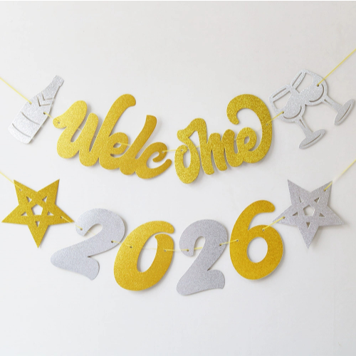 Jual Flag bunting HNY / Banner tulisan Happy New Year 2026 pesta tahun ...