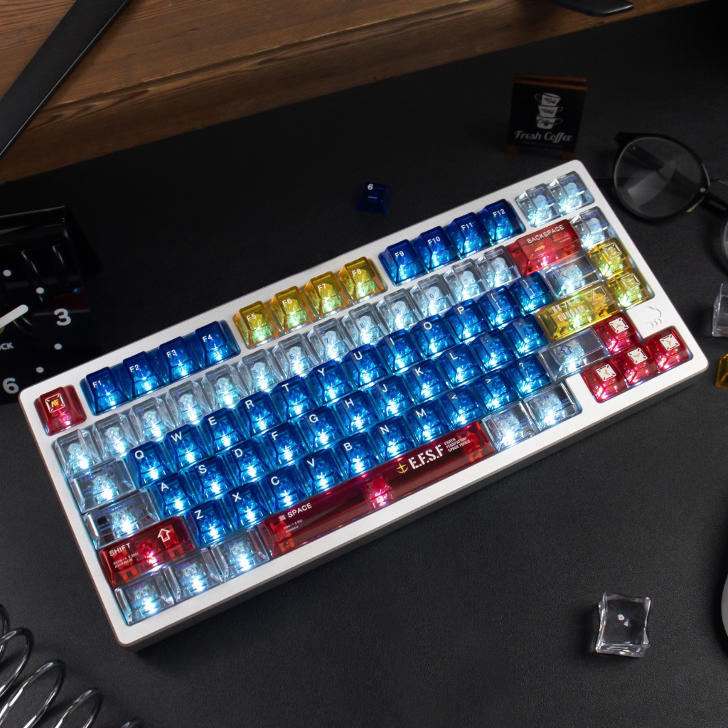 Jual Yongqiu Gundam Keycaps Transparent Biru RGB cahaya menembus Cherry ...