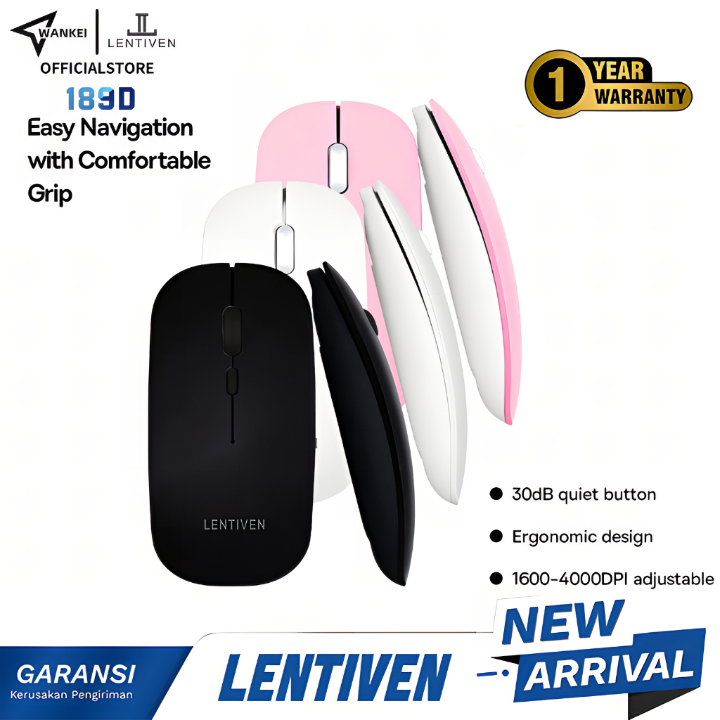 Jual WANKEI LENTIVEN Mouse Wireless 2.4G 4000DPI Receiver USB untuk PC ...