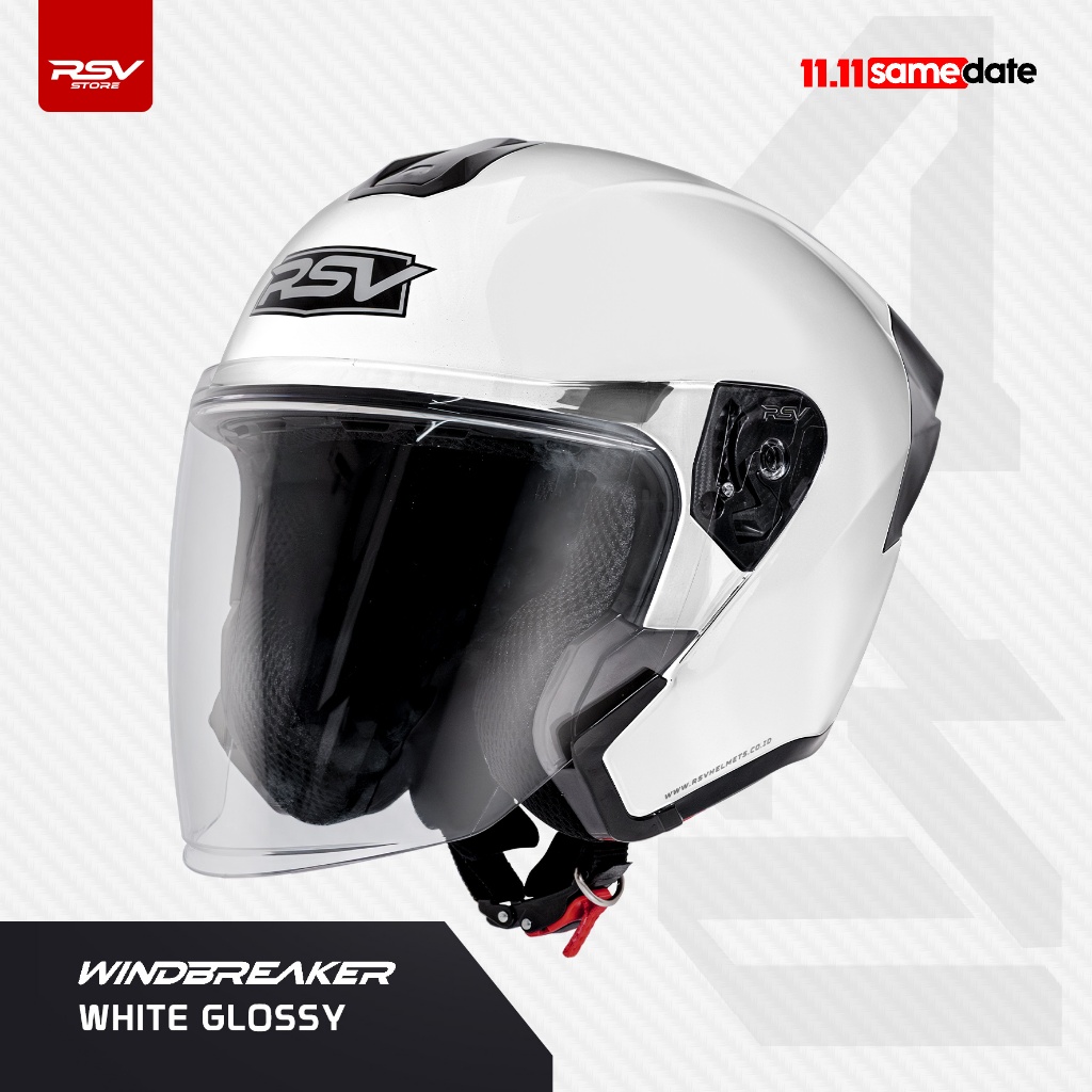Jual RSV Windbreaker Solid White Glossy Single Visor - Helm Half Face ...