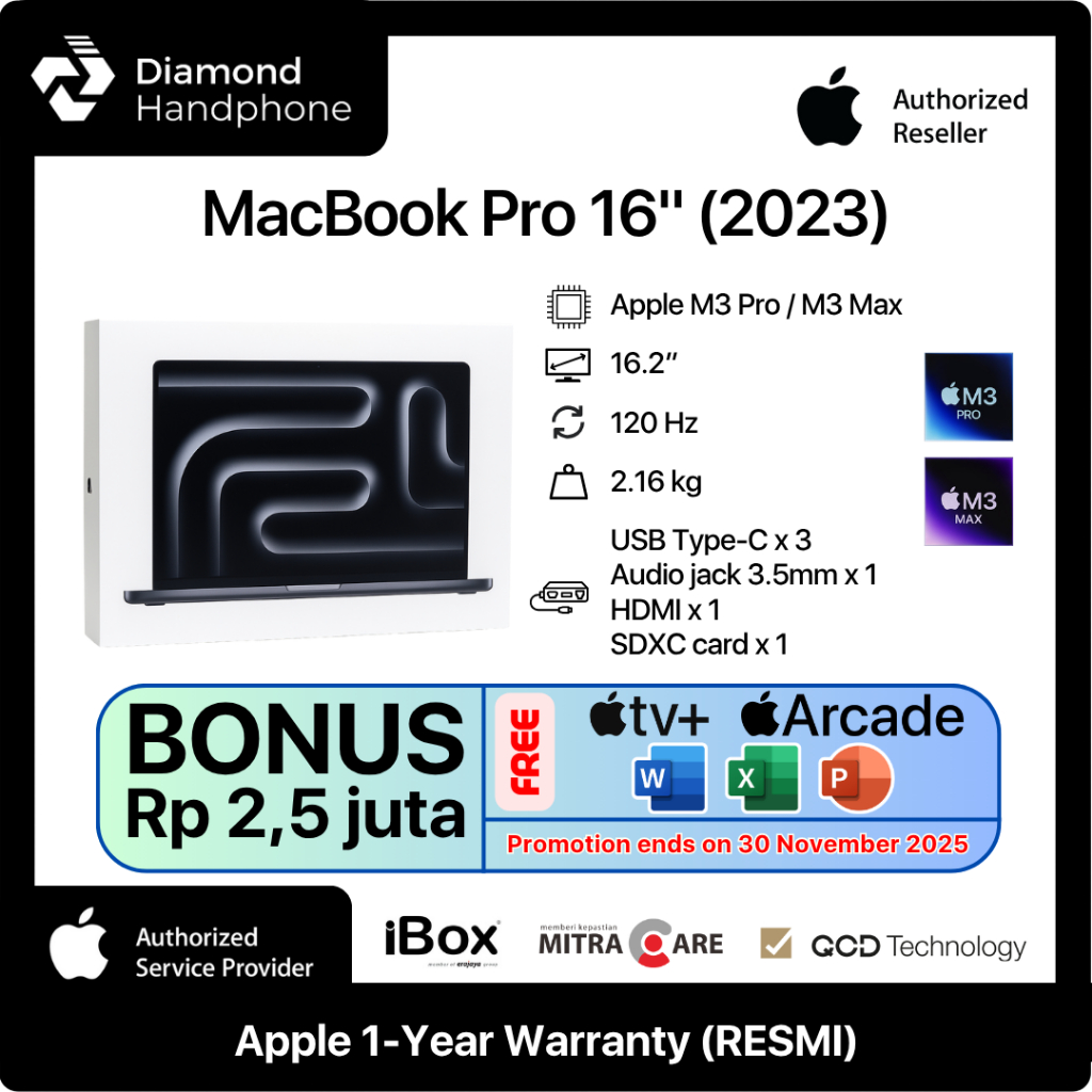 Jual Apple MacBook Pro 16 inch 2023 M3 Pro / M3 Max 18GB 36GB 48GB ...