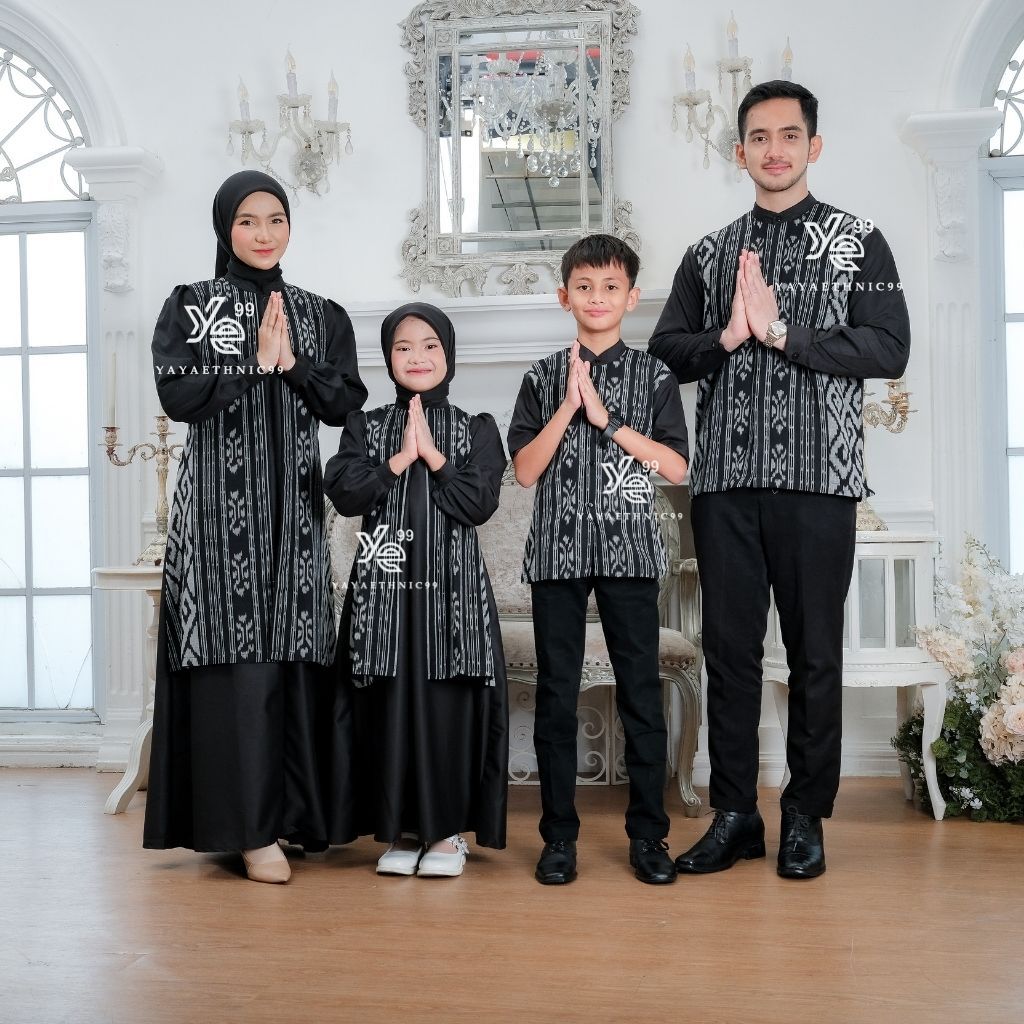 Jual YAYAETHNIC Mecca sarimbit lebaran tenun, set family mecca black ...