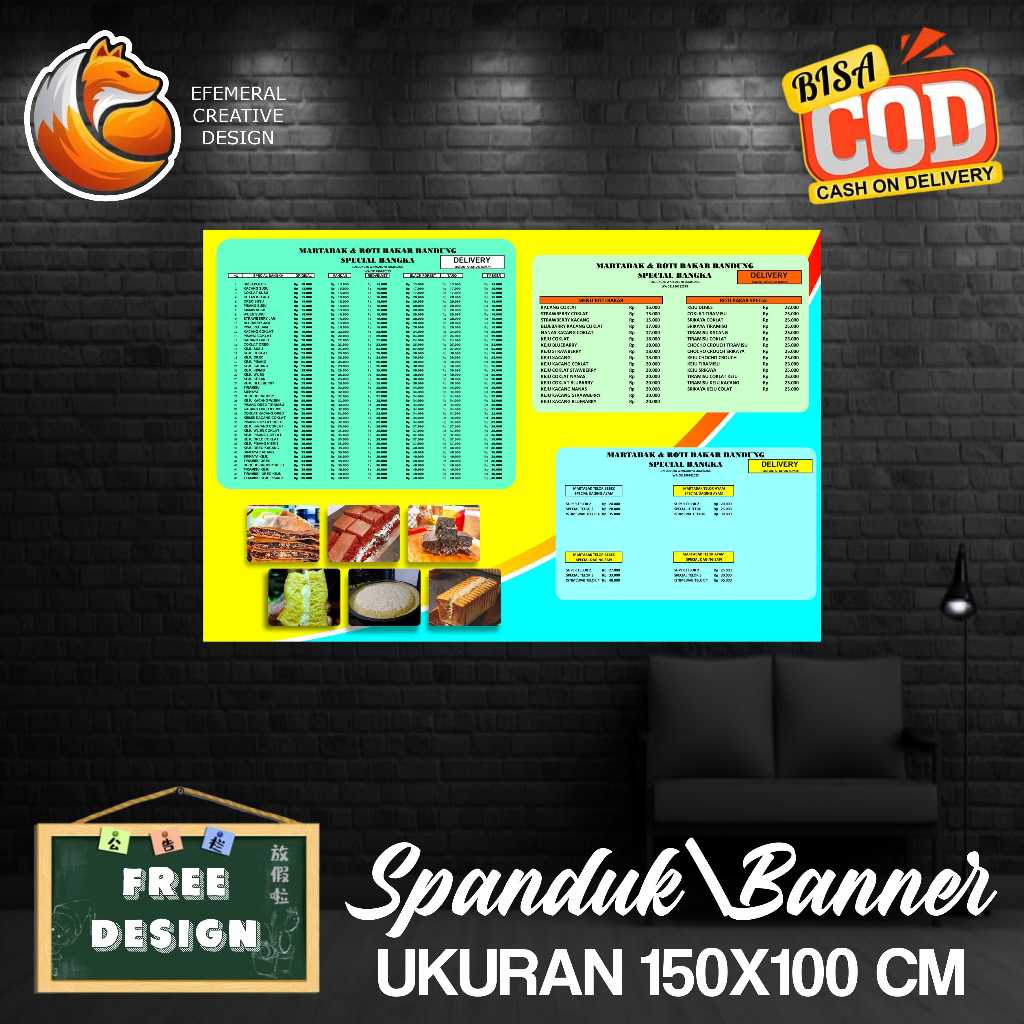Jual SPANDUK BANNER 150X100 CM MARTABAK FREE DESIGN,BISA REQUEST DESIGN ...