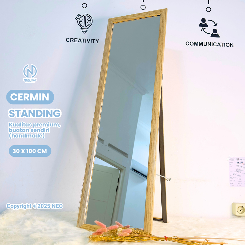 Jual Kaca Full Body Aesthetic Frame Kayu 30X100 Cermin Gantung Tempel ...