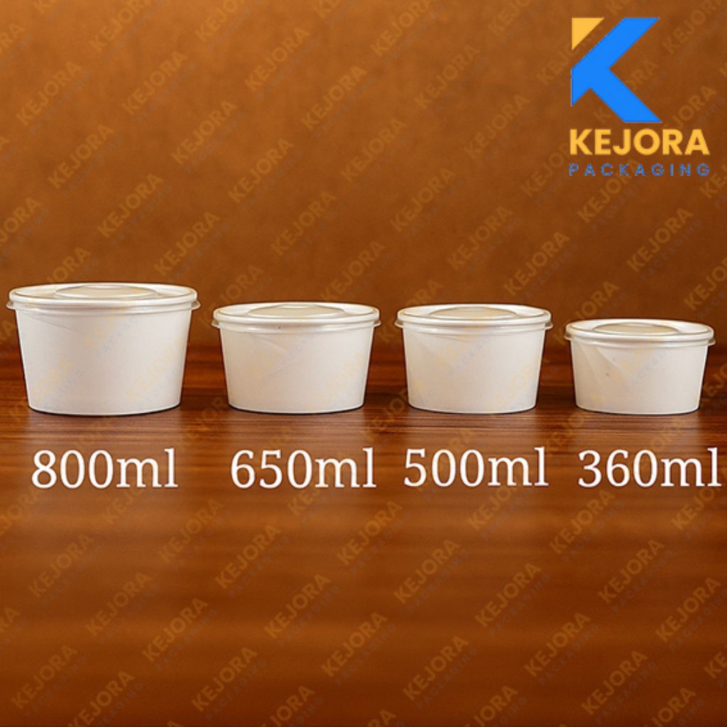 Jual Paper Bowl Tebal Putih Polos 360ML (12 OZ), 500ML (17 OZ), 650ML ...