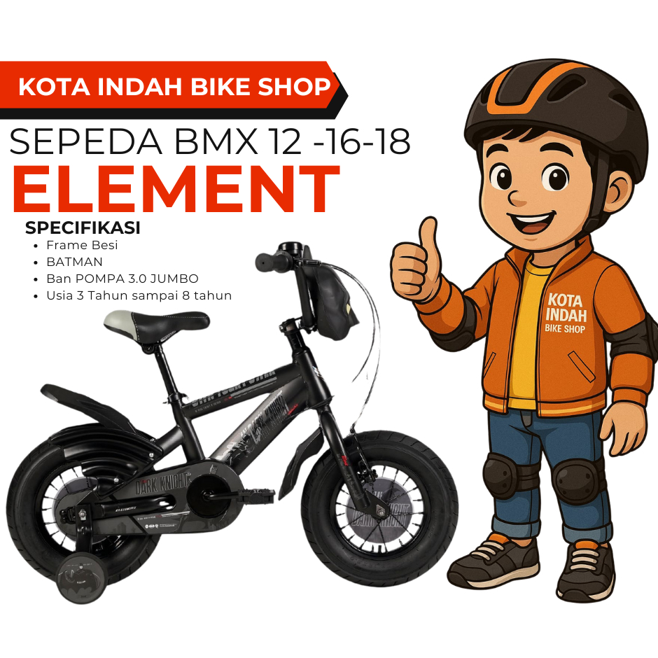 Jual Sepeda BMX anak Laki Laki 12" - 16" - 18" ELEMENT BATMAN CORE ban ...
