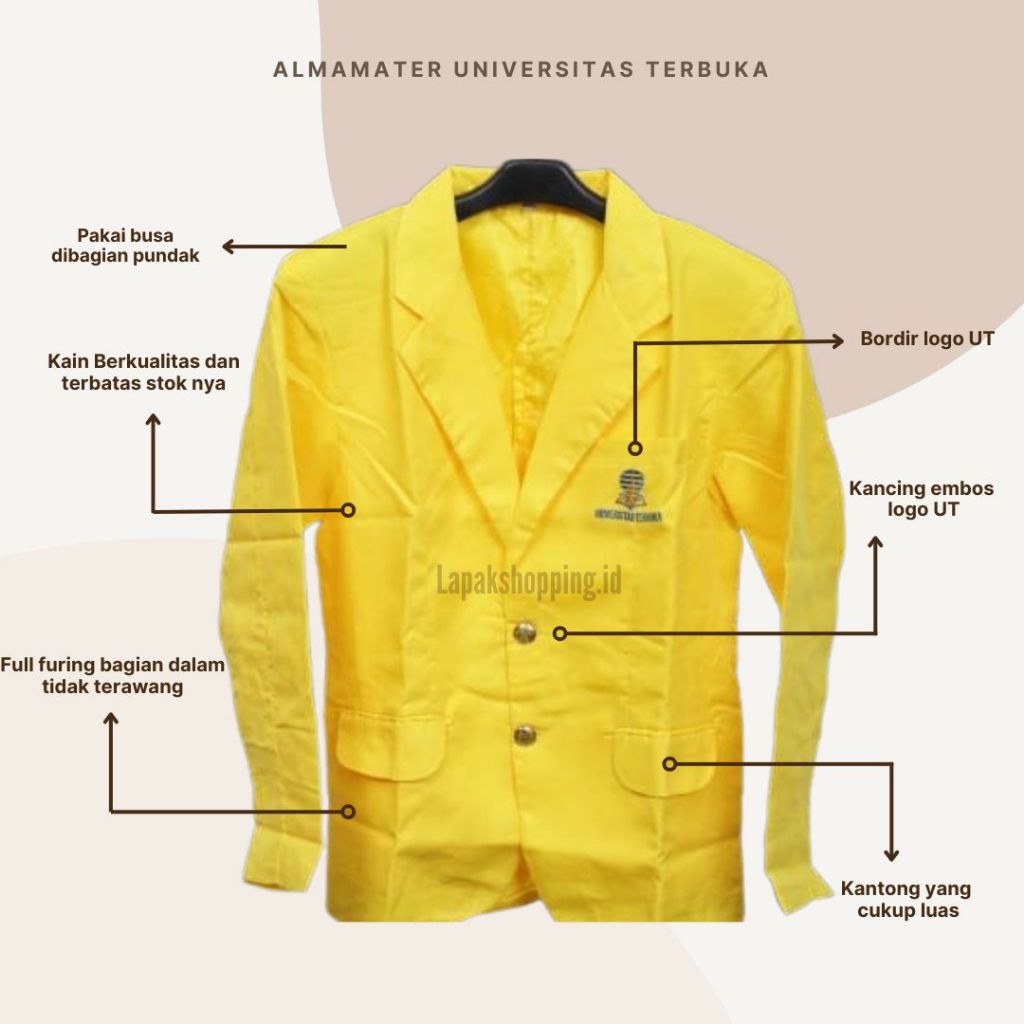 Jual JAS ALMAMATER UT UNIVERSITAS TERBUKA ALMET UT KUNING READY STOCK ...