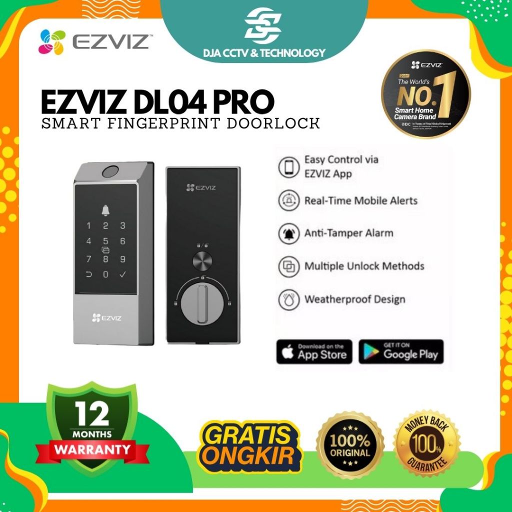 Jual EZVIZ DL04 PRO Smart Deadbolt Lock Smart Doorlock | Shopee Indonesia