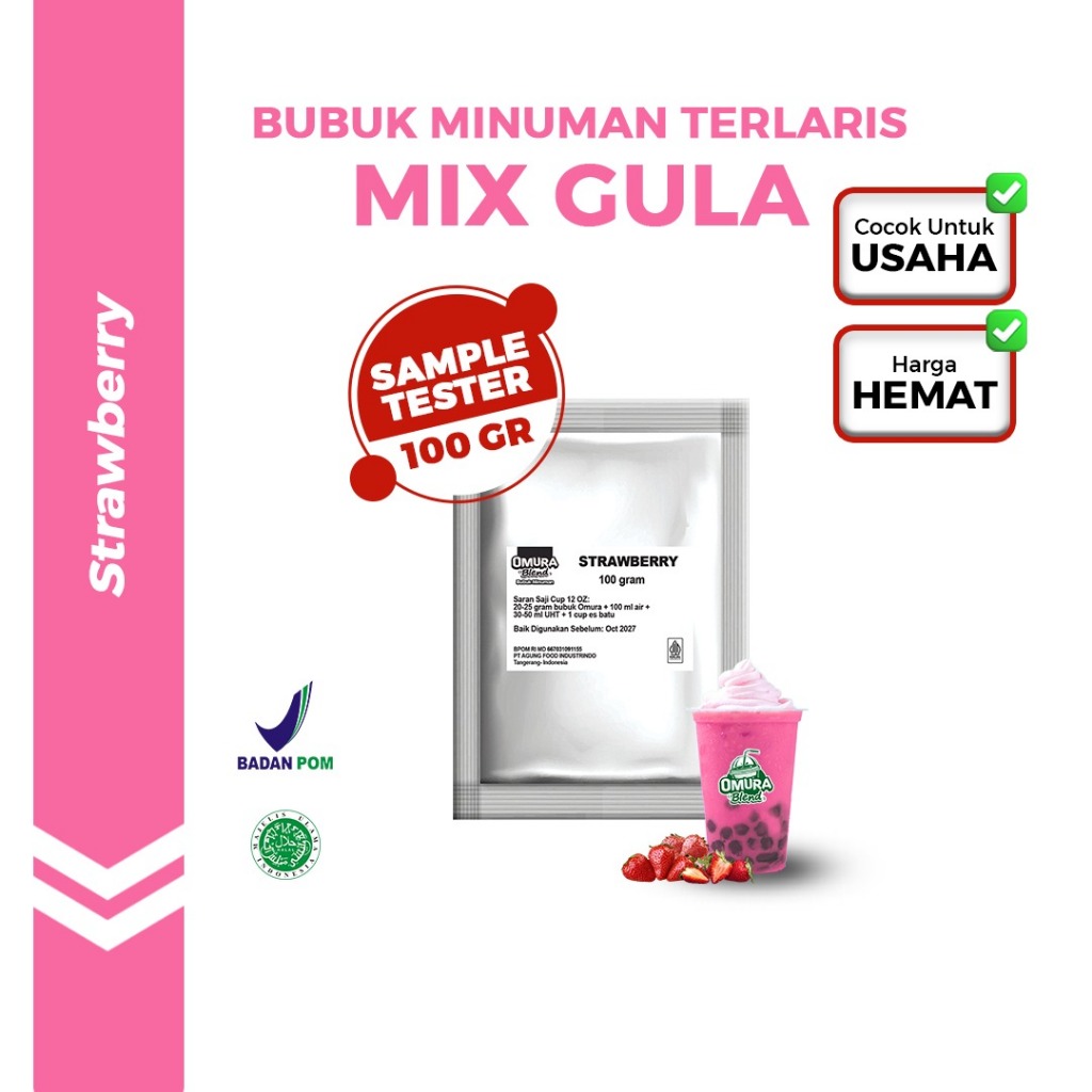 Jual Bubuk Minuman Rasa Strawberry / Stroberi 100 Gram Mengandung Gula ...