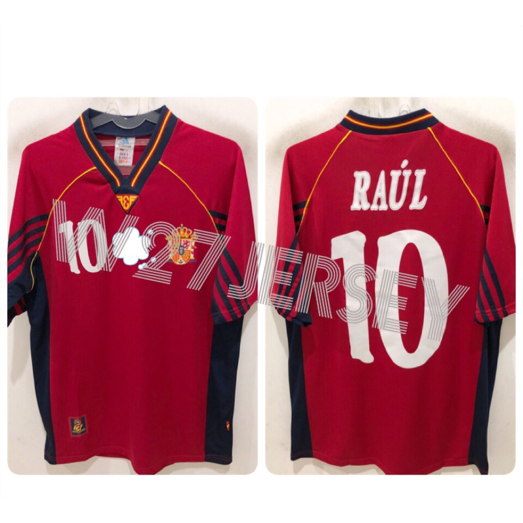 Jual JERSEY RETRO - SPAIN HOME 1998 name player Raul | Shopee Indonesia