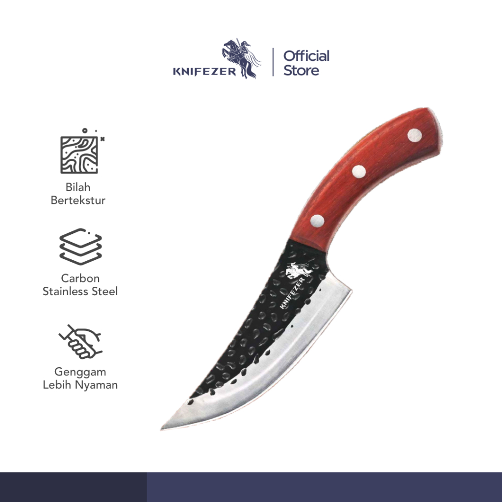 Jual KNIFEZER Pisau Daging Tajam Carbon Steel 60 HRC Forged Butcher ...