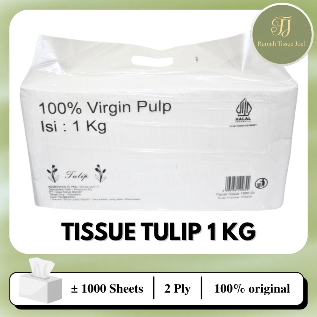 Jual Tisu Tissue TULIP 1 KG - 2 Ply | Tisu Wajah Tebal & Lembut, 100% ...