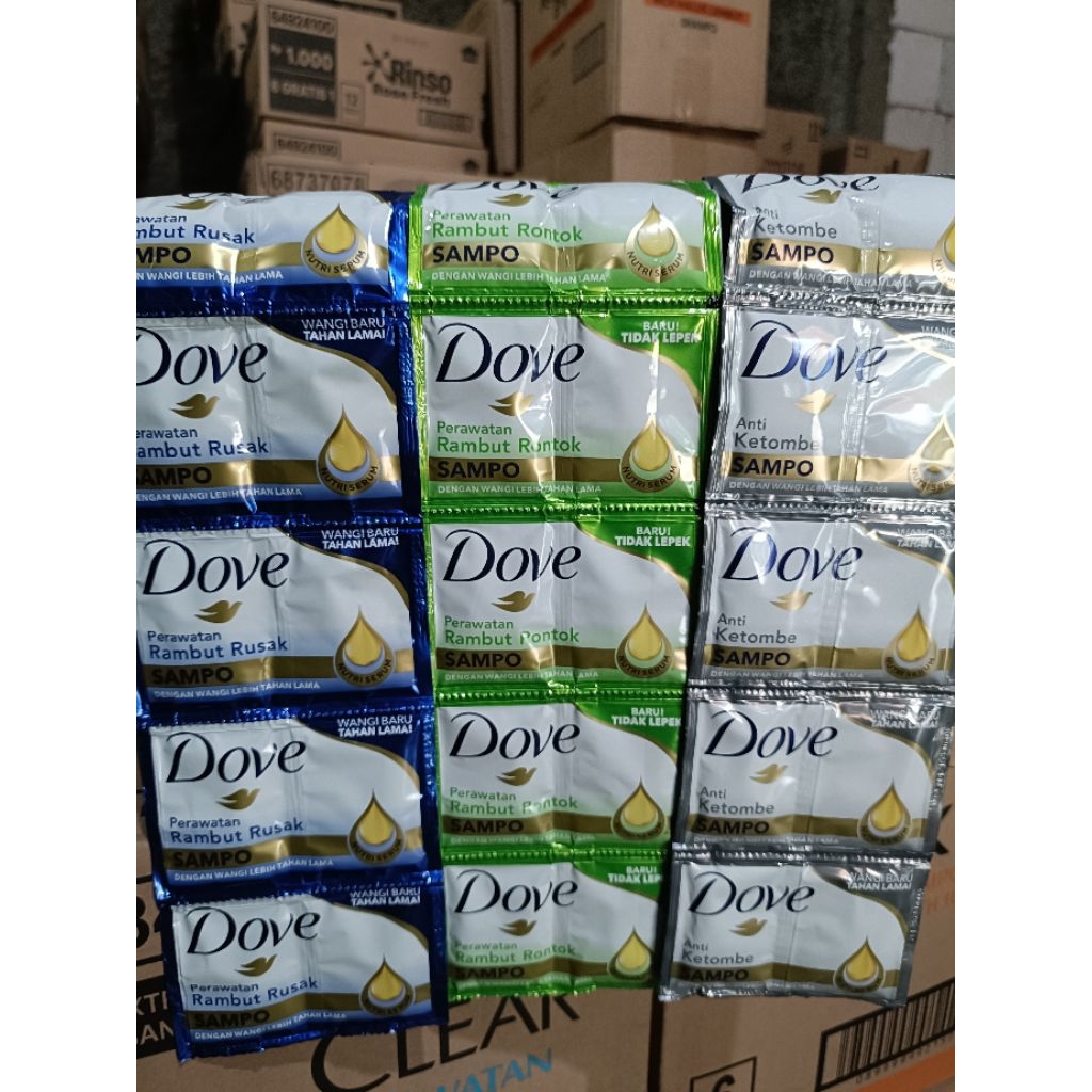 Jual SHAMPO DOVE KEMASAN SACHET 12 PCS @10g | SAMPO DOVE SASET ISI 12 ...