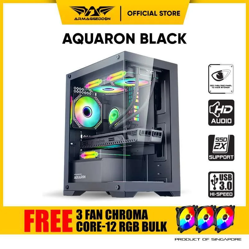 Jual Casing PC Armaggeddon Aquaron + 3 Fan RGB - Case Armagedon ...