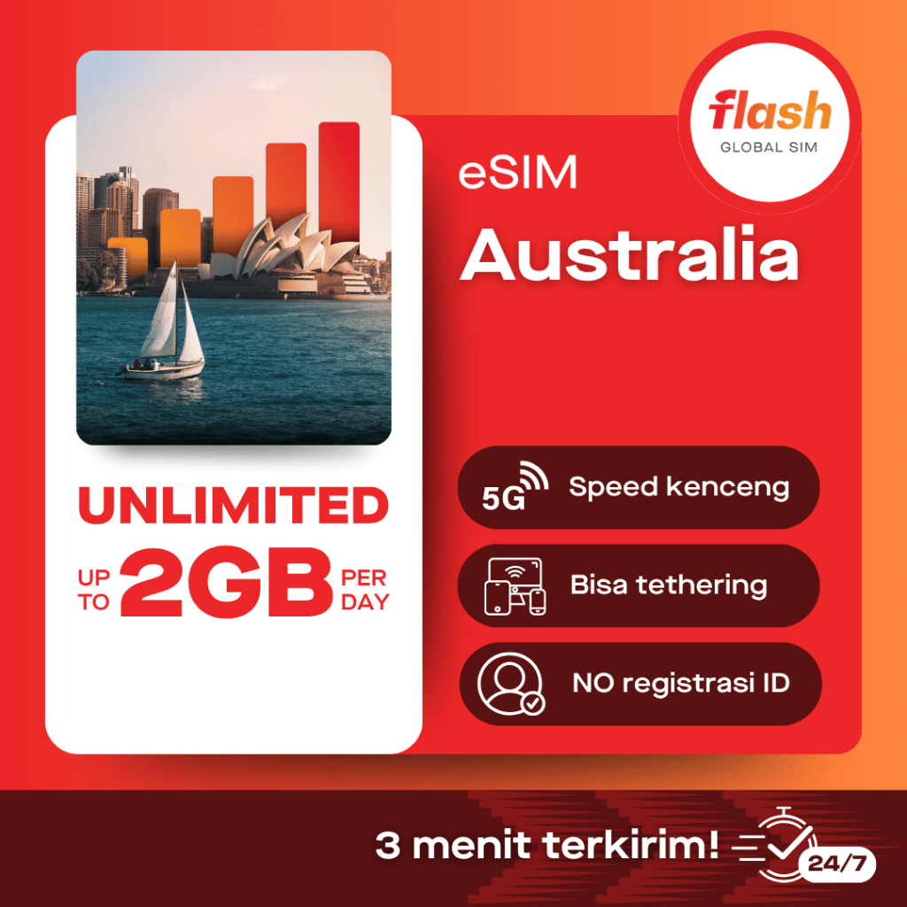 Jual Flash Global eSIM Australia Unlimited Data (eSIM Melbourne, eSIM ...