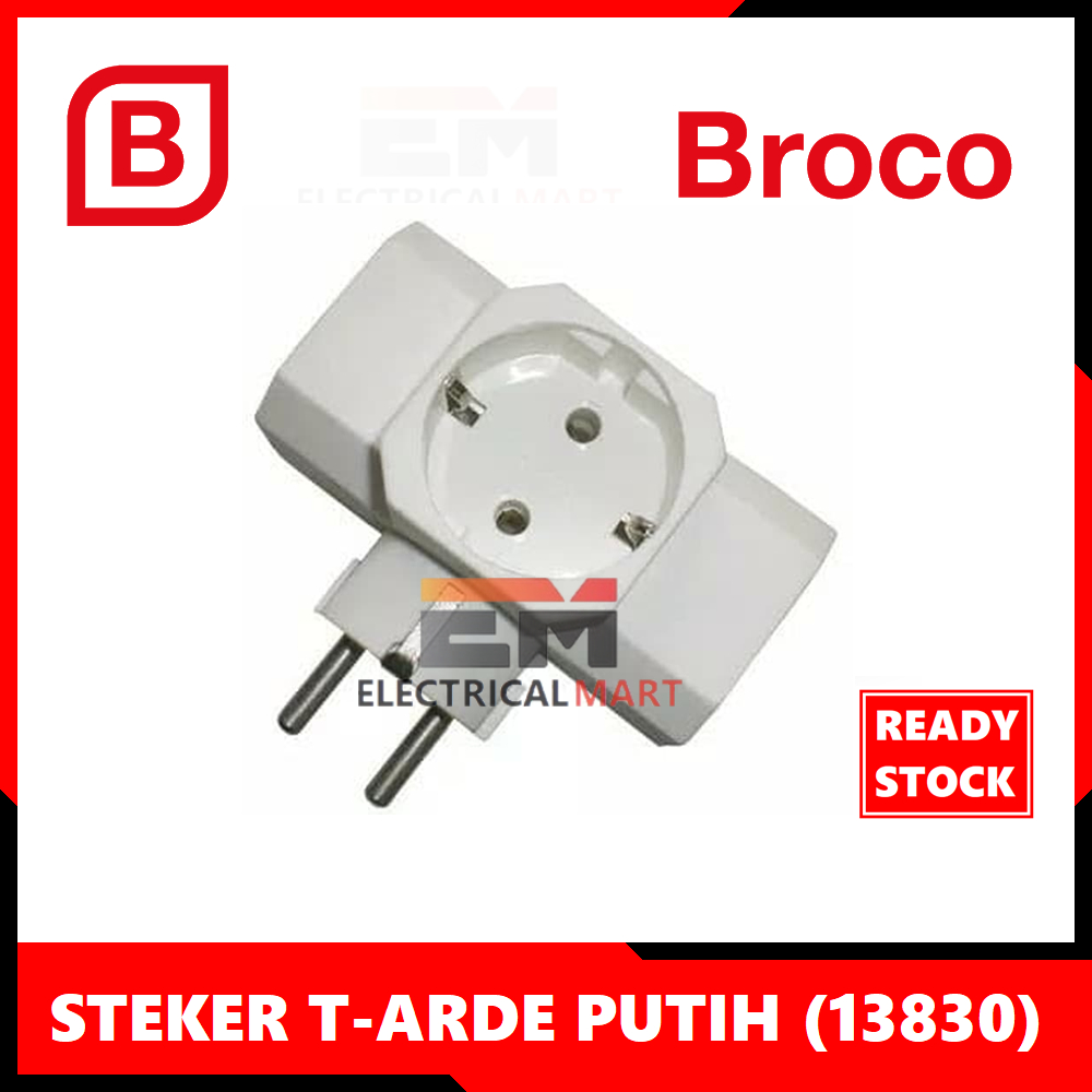 Jual (GROSIR) Steker T-Arde Broco Putih (13830) Colokan T Arde 2P ...
