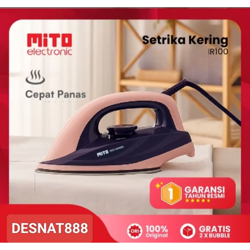 Jual MITO Setrika Kering IRON100 IR-100 DRY IRON Setrika Listrik IR100 ...