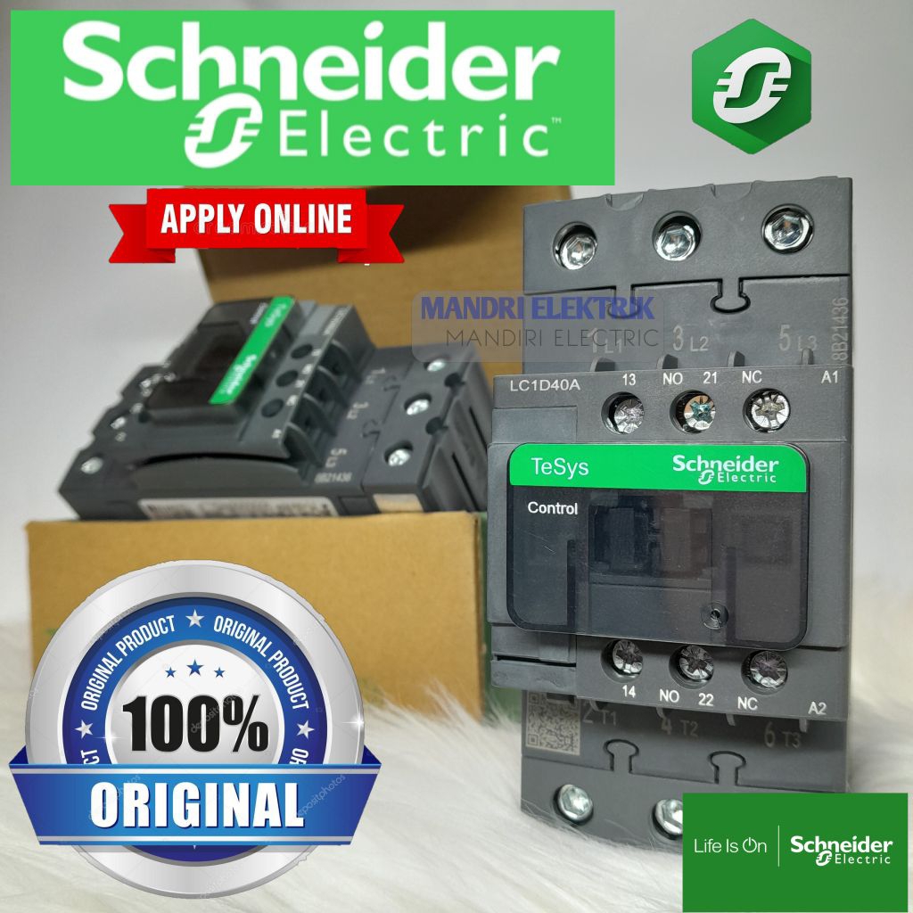 Jual contactor/kontaktor Schneider LC1D40AE7 lc1d40ae7 48v 60a 3p ...