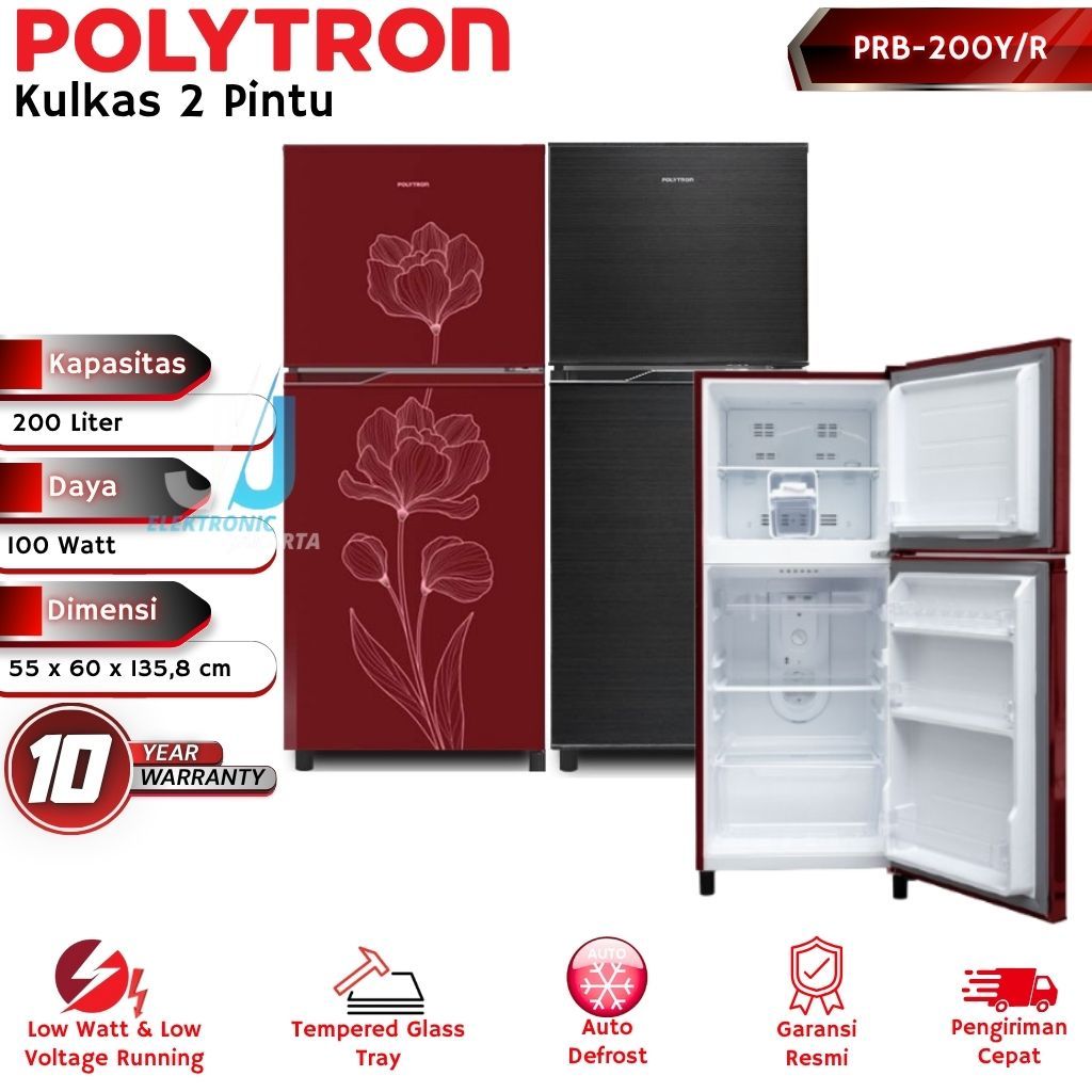 Jual POLYTRON Kulkas 2 Pintu 200 Liter PRB-200Y/R | Shopee Indonesia
