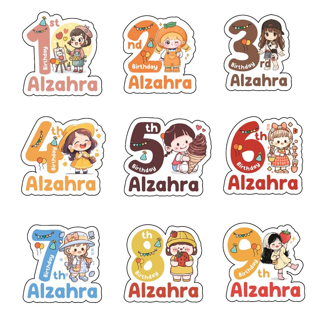 Jual 45 pcs Sticker Ulang Tahun Anak Karakter Angka CEWEK | Shopee ...