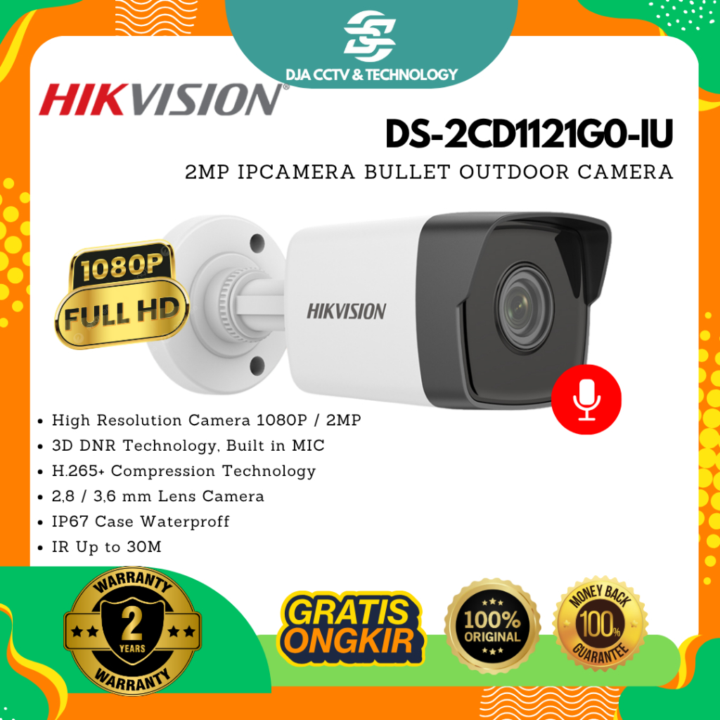 Jual HIKVISION DS-2CD1021G0-IU 2 MP OUTDOOR IPCAMERA BUILT IN MIC ...