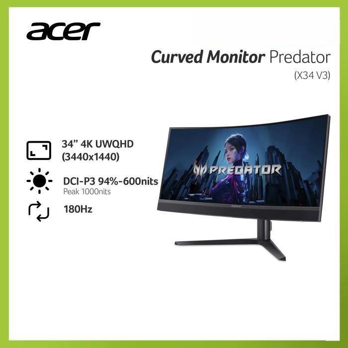 Jual ACER MONITOR PREDATOR X34 V3 34" 3440 x 1440P MINI LED CURVED 1ms ...