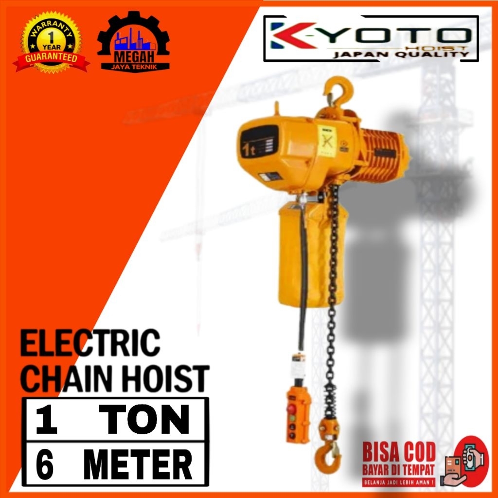 Jual ELECTRIC CHAIN HOIST UP DOWN KAPASITAS 1 TON × 12 METER 380V/3 ...