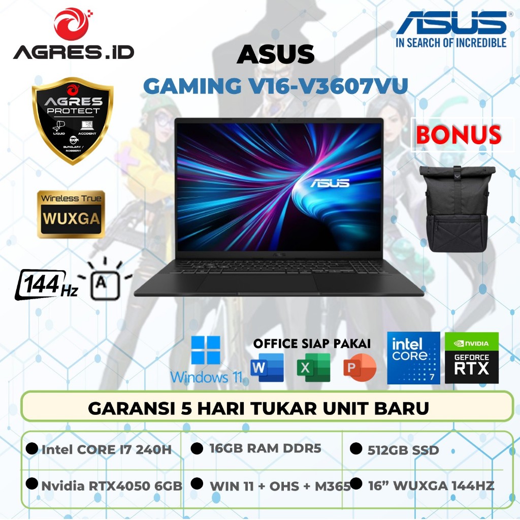 Jual Asus Gaming V16 V3607VU Intel Core I7 240H Nvidia RTX4050 6GB/Ram ...