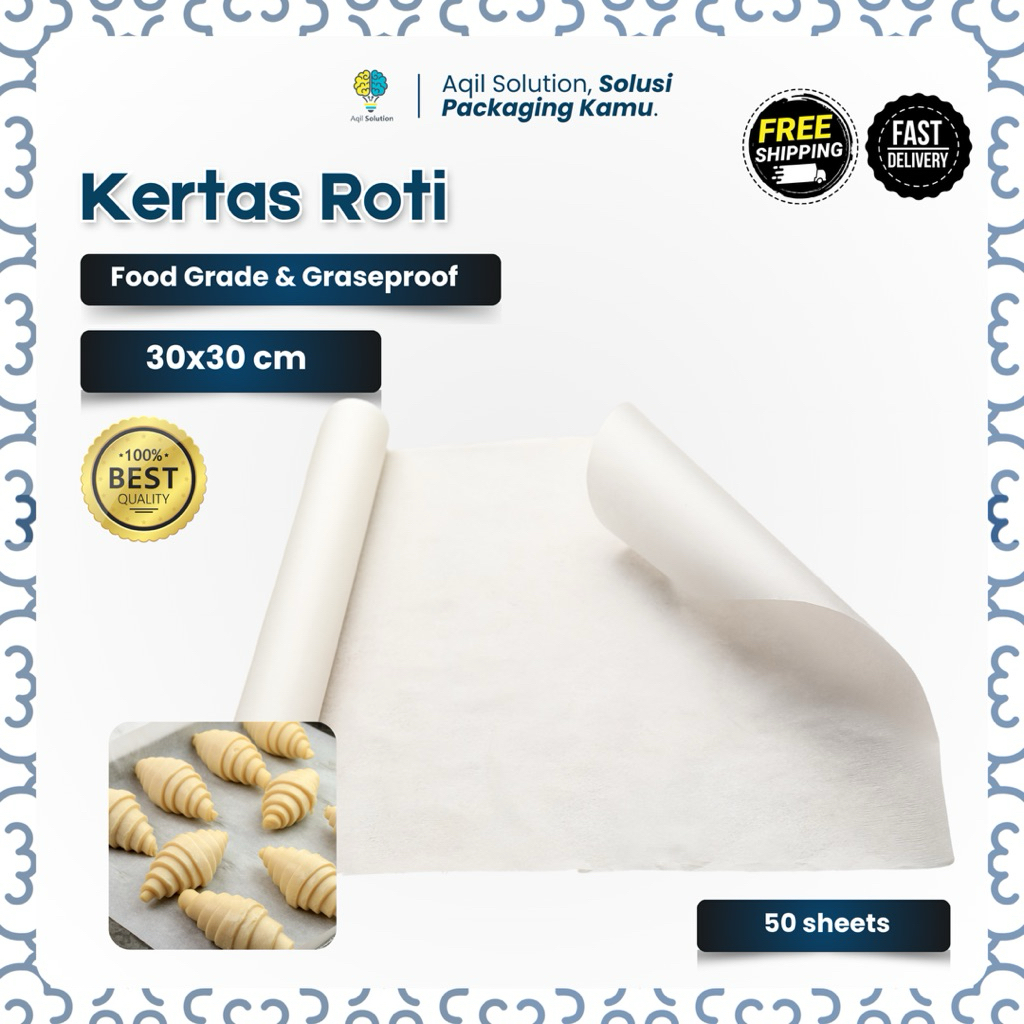Jual (30x30cm =50 lbr) Kertas Roti Baking Paper Wrapping Foodgrade ...