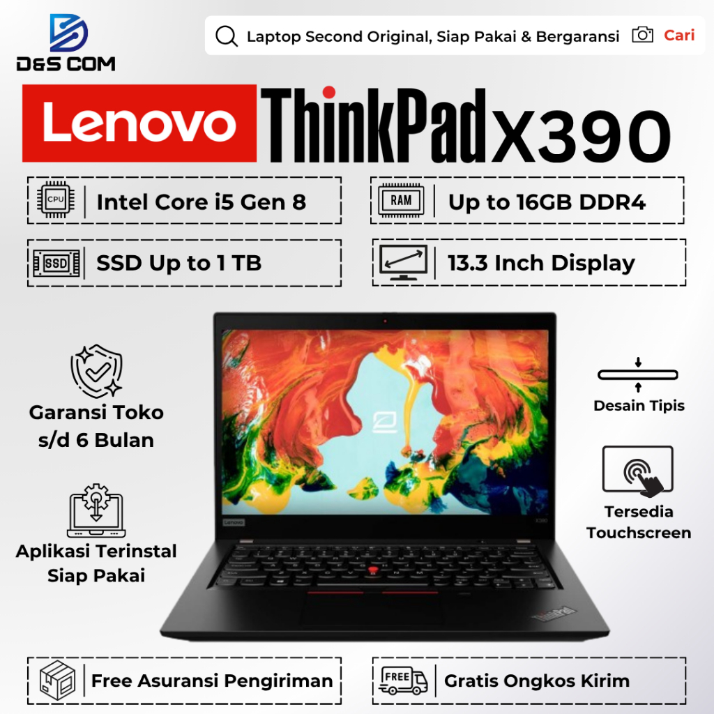 Jual Lenovo Thinkpad X395 Ryzen 5 PRO / X390 i5 Gen 8 16GB 256GB Laptop ...