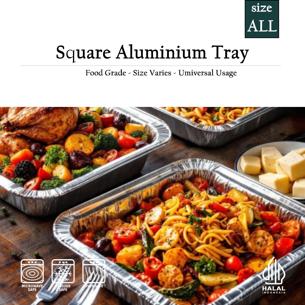 Jual [Premium] Aluminium Tray Square Large - Tray Alumunium Kotak Besar ...