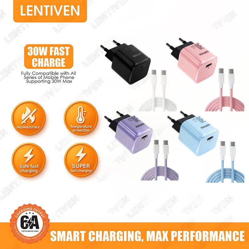 Jual LJ LENTIVEN 30W Adaptor Charger fast charging USB Type C With ...