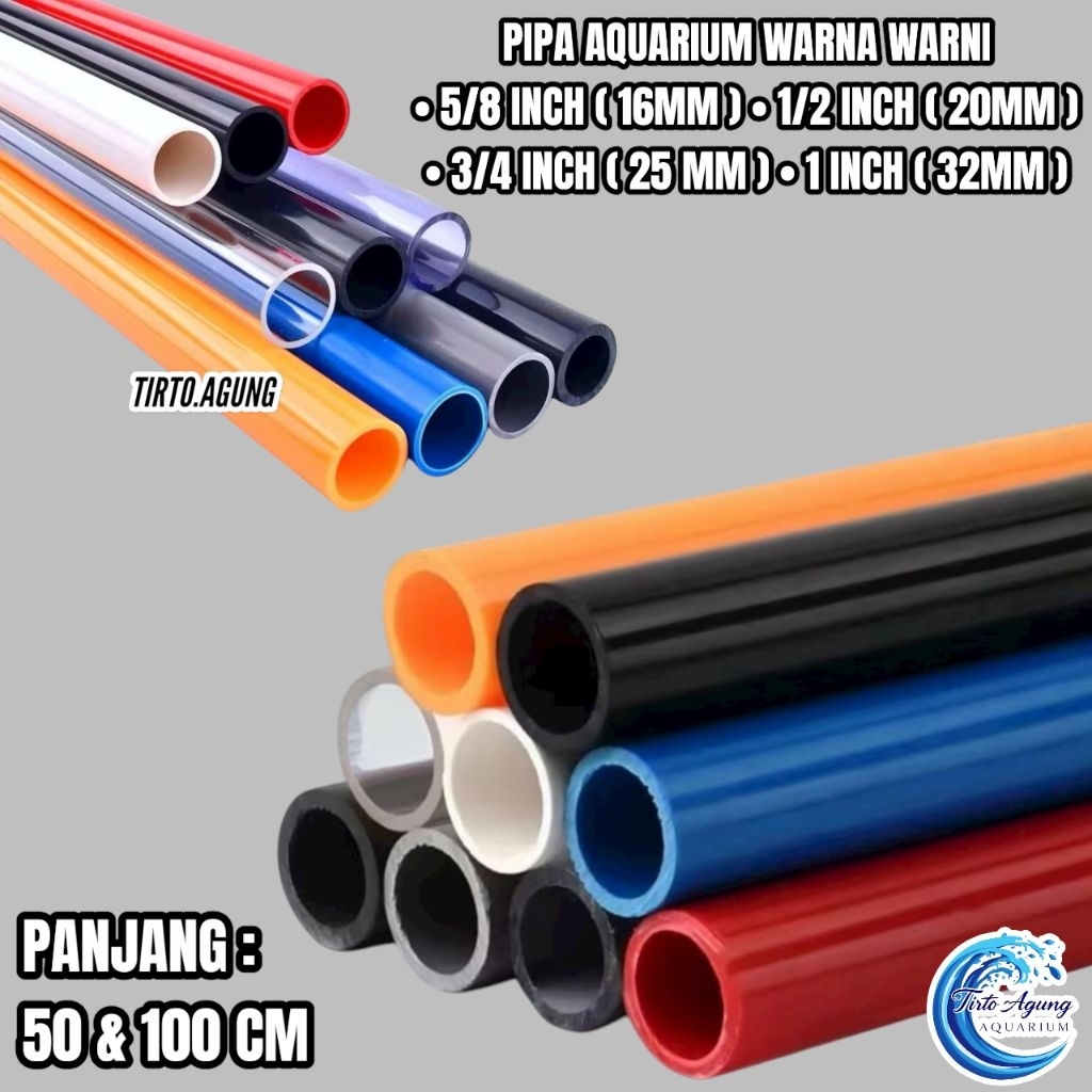 Jual PIPA AQUARIUM 100CM 50CM 16mm 20mm 25mm 32mm 5/8 1/2 3/4 INCH ...