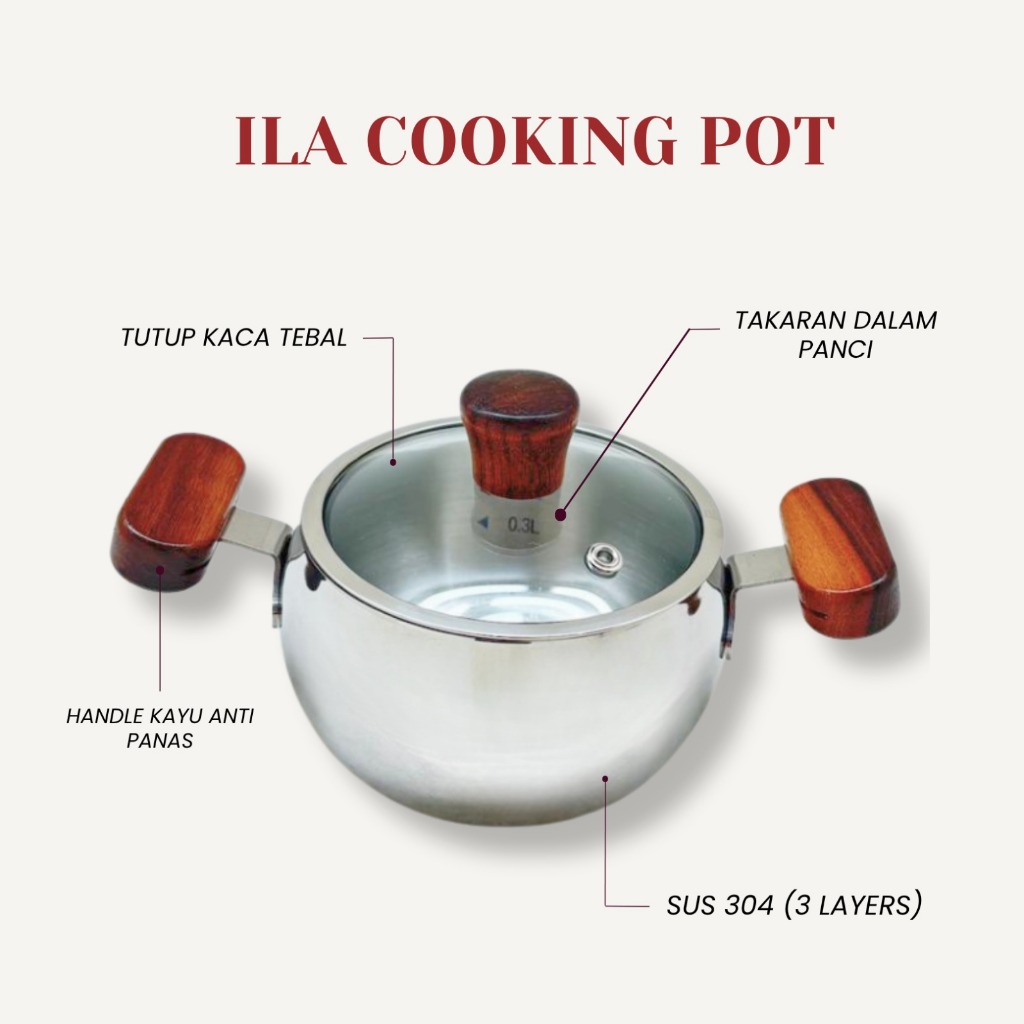 Jual ILA COOKING POT - PANCI MINI SUS 304 3 PLY - PANCI MPASI GAGANG ...