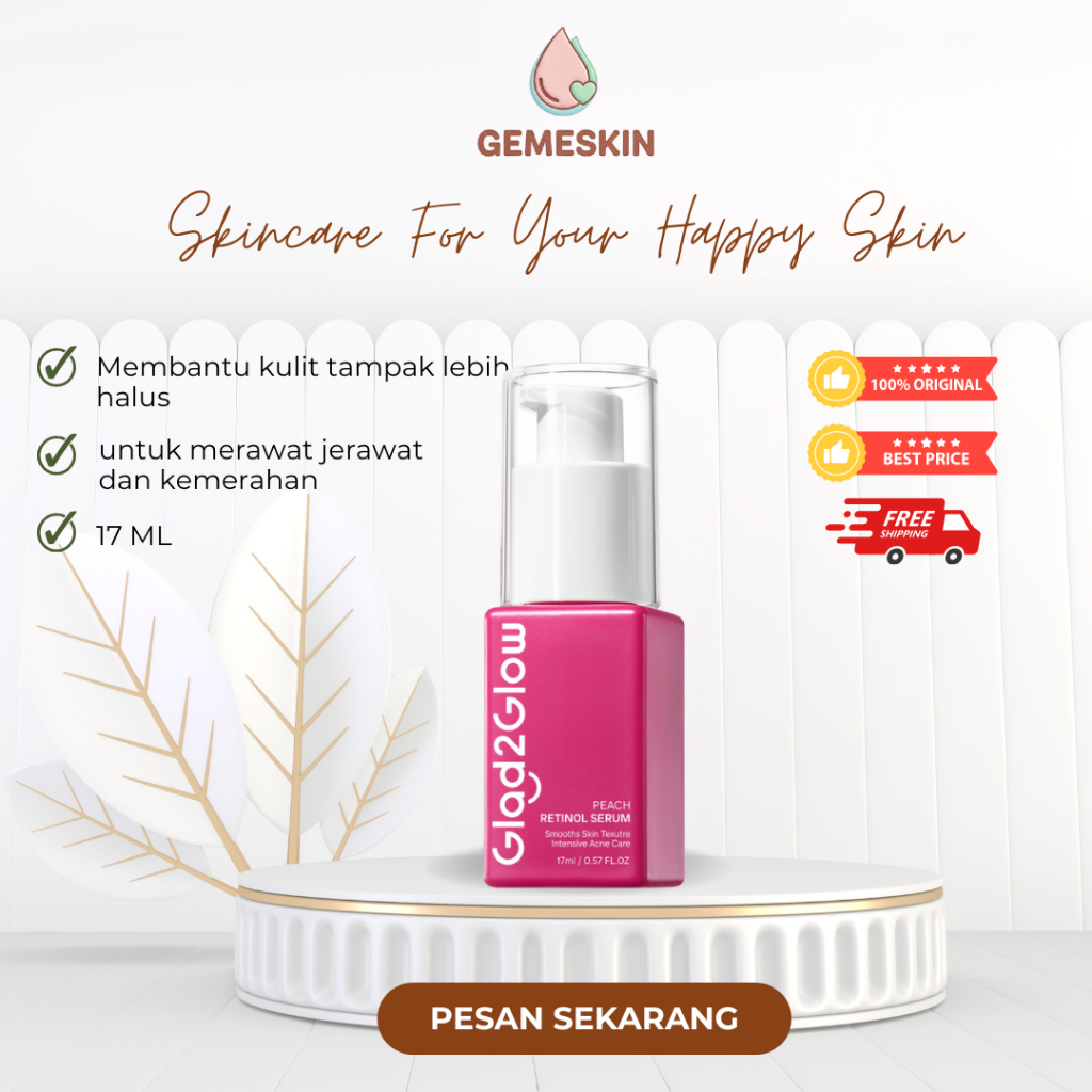 Jual GEMESKIN Glad2glow Peach Retinol Serum 17ml | Serum Anti Aging G2G ...